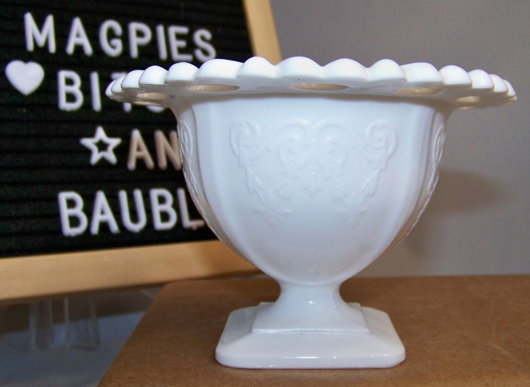 Small EAPG White Glass Compote Lace Edge Baskets and Swag - Etsy