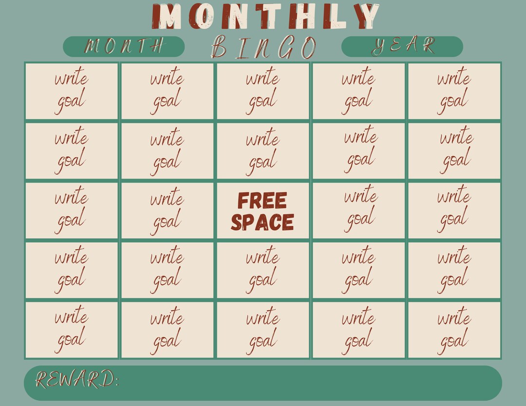 Muted Colors Monthly Bingo Template - Etsy