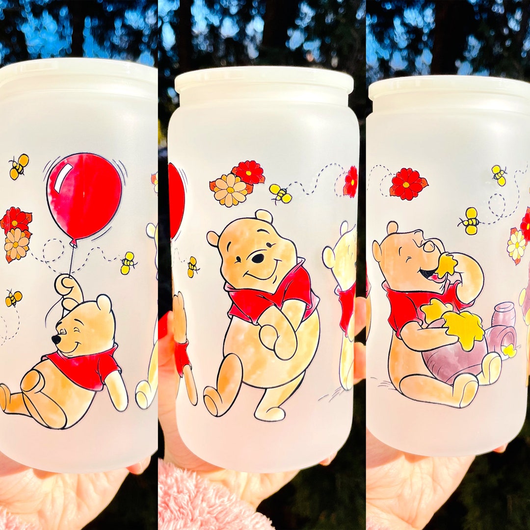 Winnie the Pooh Glass Tumbler / Cartoon Glass Cup / Pooh Glass Can ...
