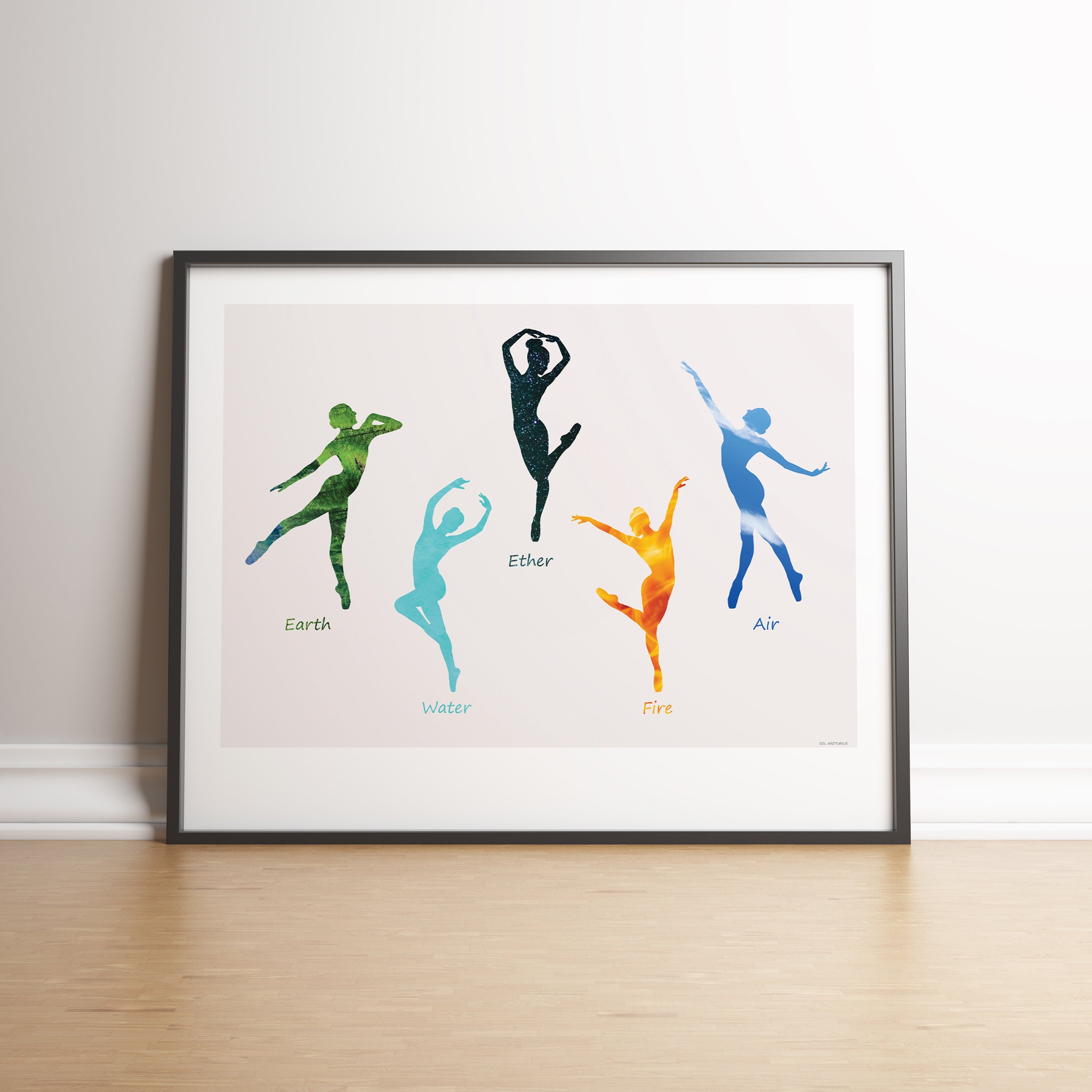 Dance Print, the 5 Elements Poster, Air, Fire, Water, Earth, Ether ...
