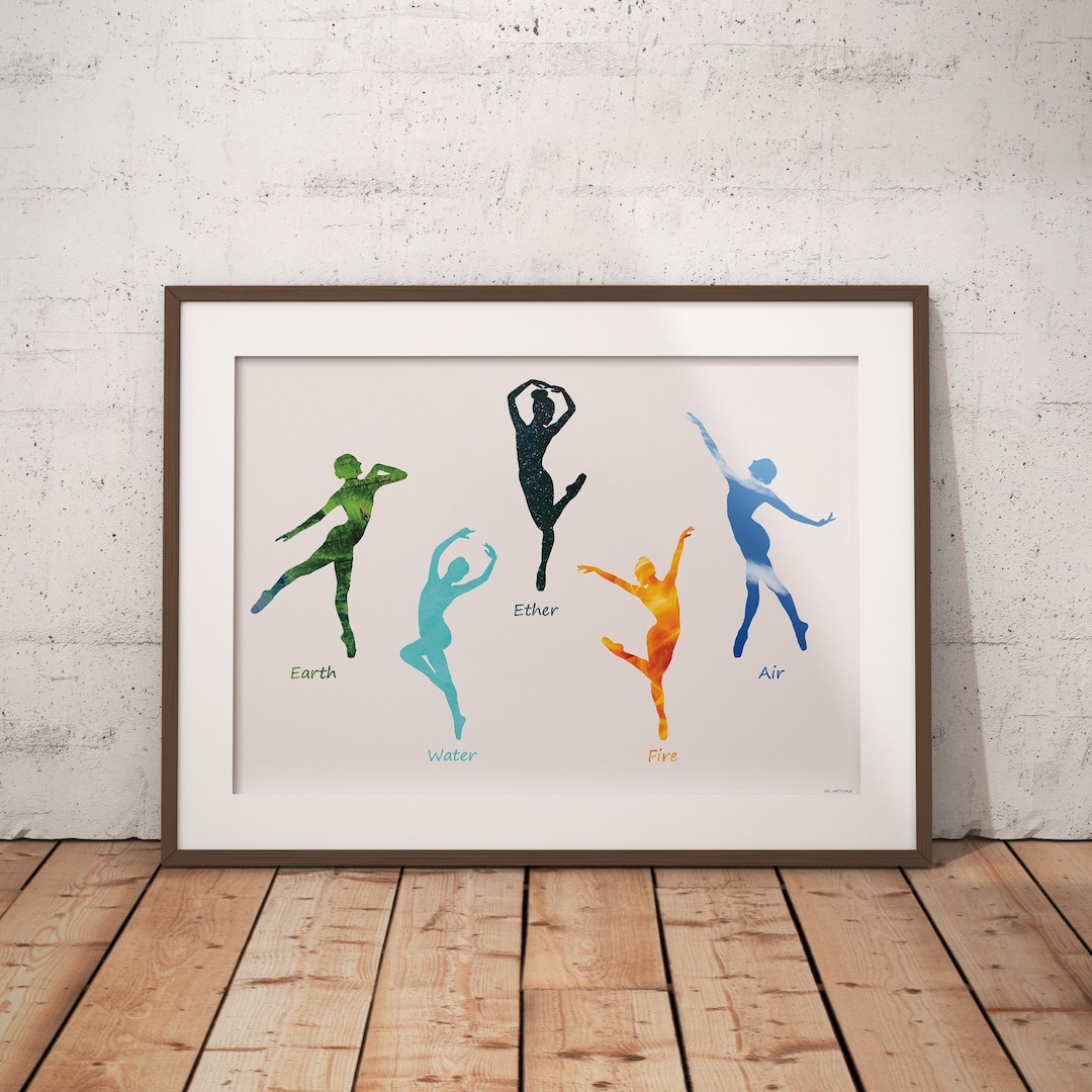 Dance Print, the 5 Elements Poster, Air, Fire, Water, Earth, Ether ...