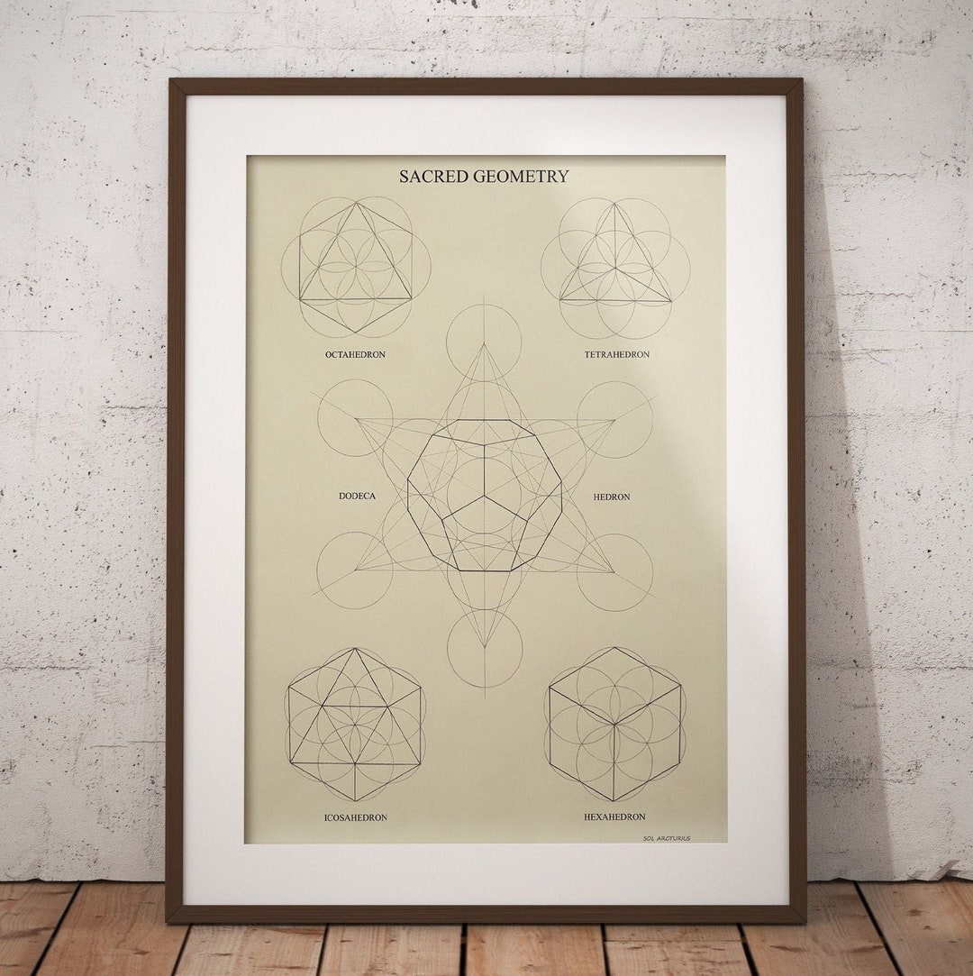 Sacred Geometry Print, Platonic Solids Poster, Educational, Seed of ...