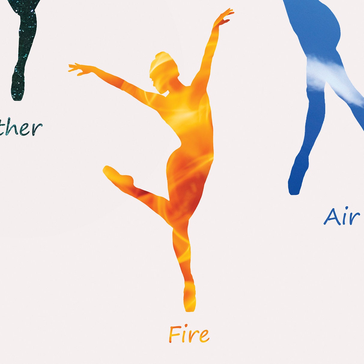 Dance Print, the 5 Elements Poster, Air, Fire, Water, Earth, Ether ...