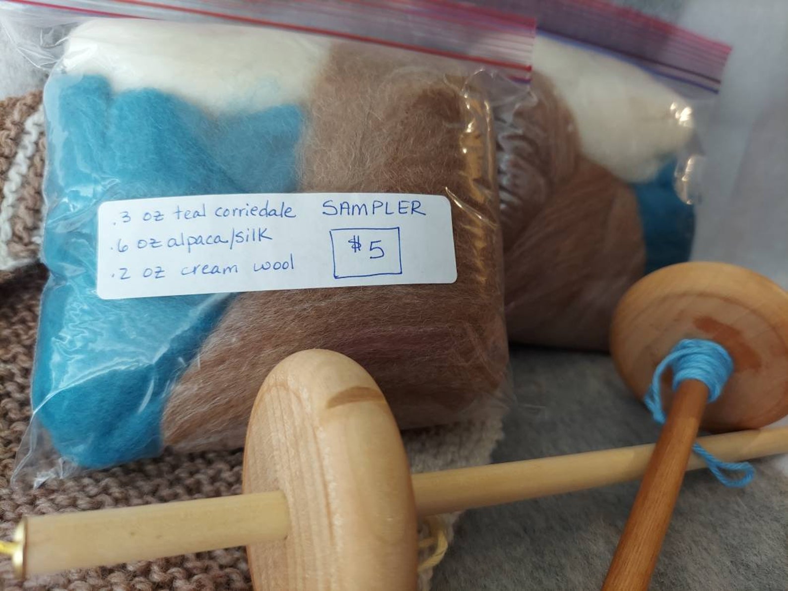 Beginner Drop Spindle With Starter Cord and Fiber Sampler Pack - Etsy