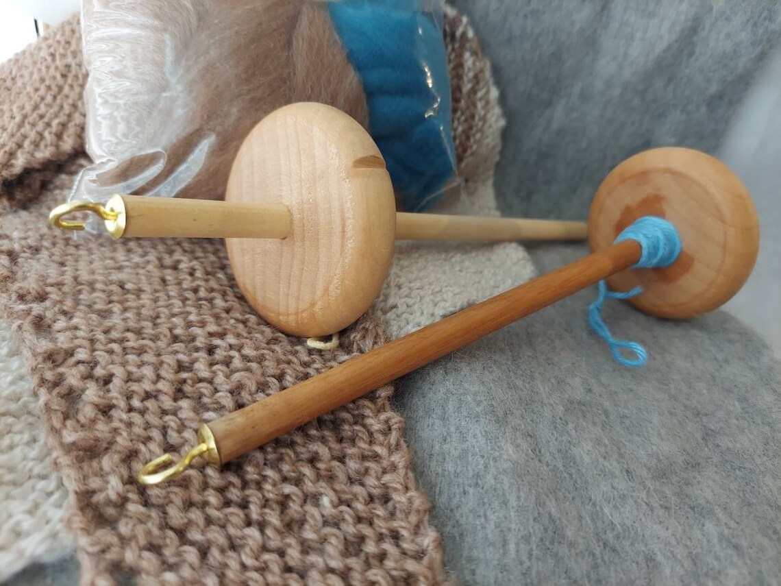 Beginner Drop Spindle With Starter Cord and Fiber Sampler Pack - Etsy