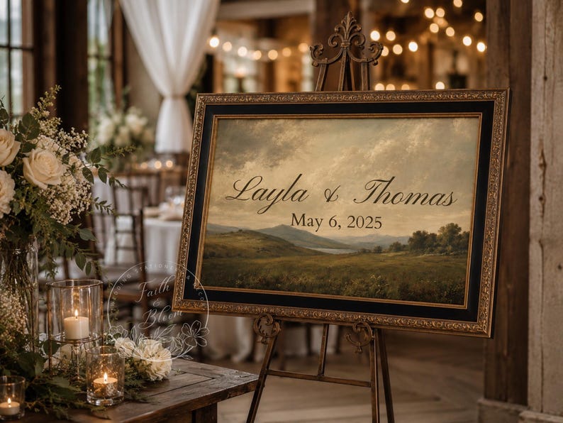 Custom Wedding Welcome Sign | Framed Landscape Canvas Wedding Sign ...