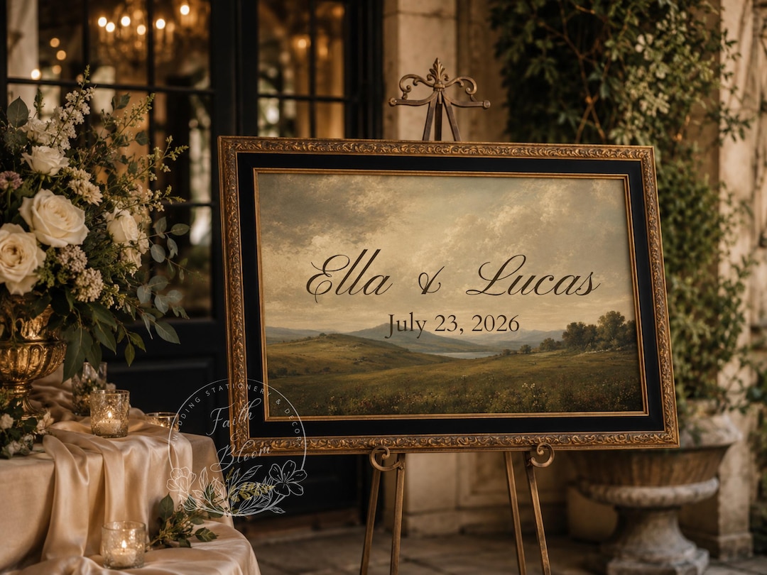 Custom Wedding Welcome Sign | Framed Landscape Canvas Wedding Sign ...