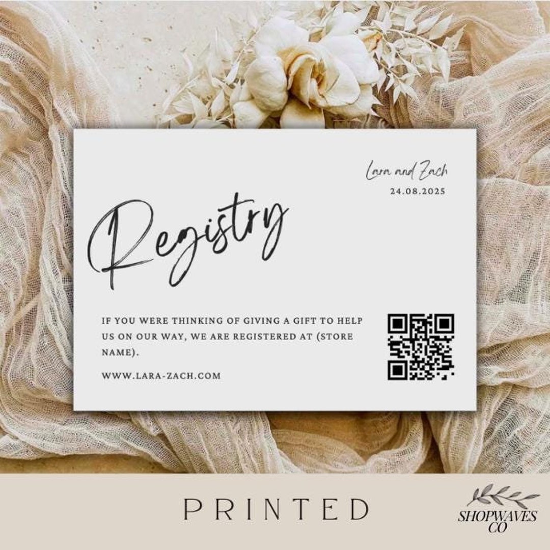 Printed Wedding Registry Cards: Minimalist QR Code Insert - Etsy