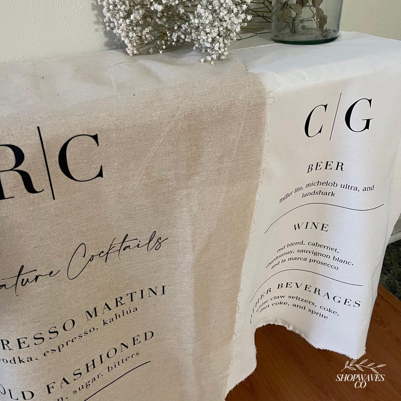Custom Linen Wedding Bar Sign: Signature Cocktails Menu - Etsy Australia