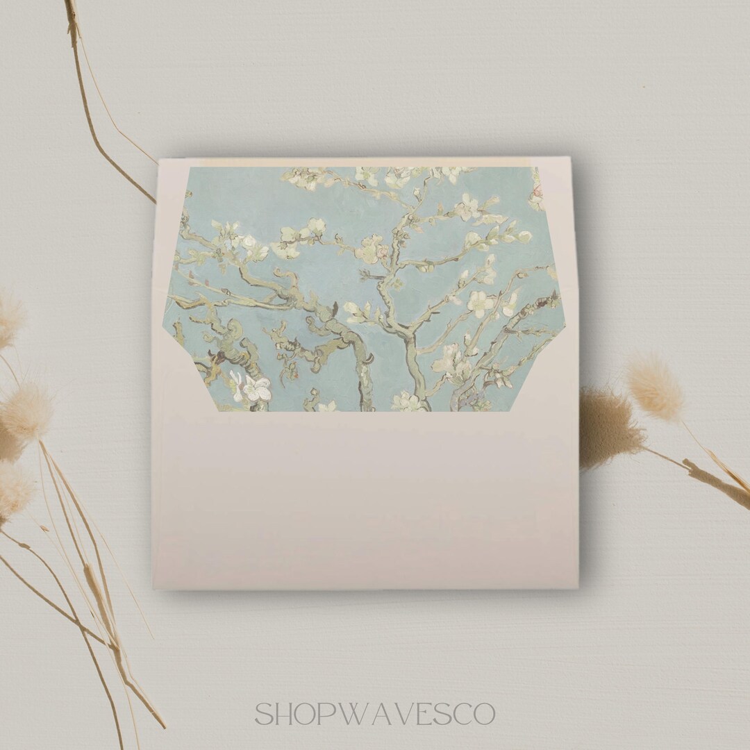 Floral Toile Wedding Envelope Liner: Light Blue Botanical Print (A7 DIY ...