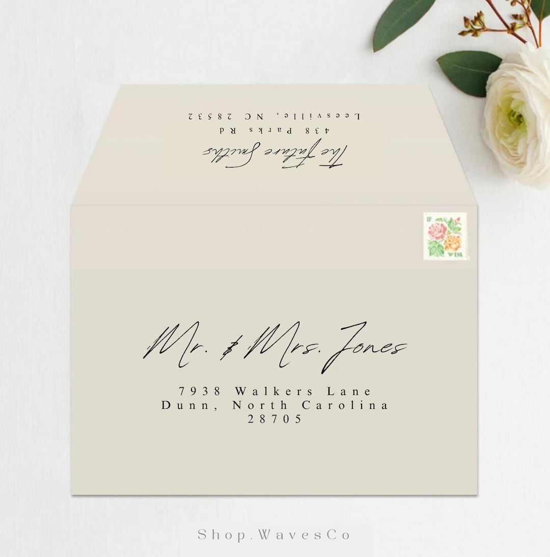 Custom Printed Wedding Envelopes A7 Printed Envelopes Custom Addressed ...