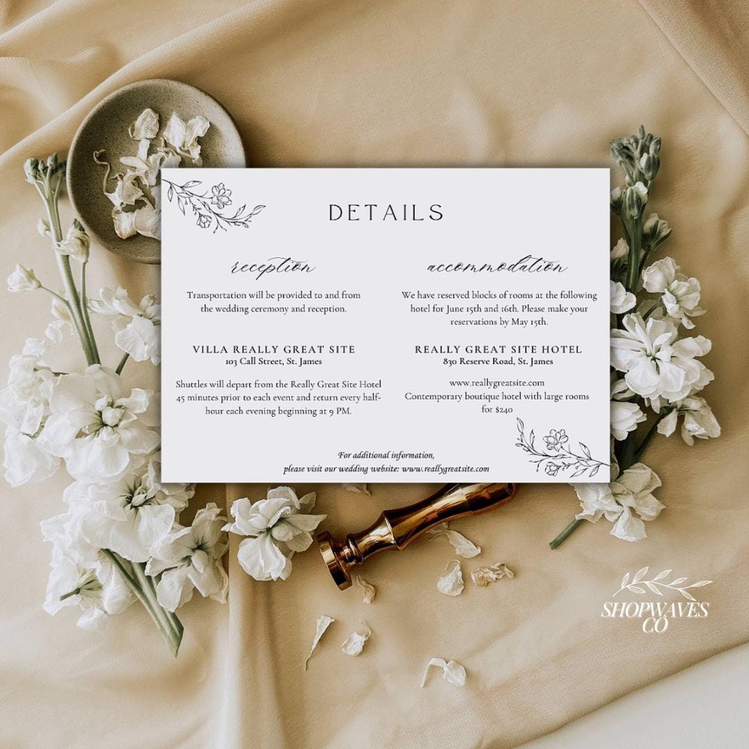 Wedding Detail Cards, Simple Wedding Details, Wedding Details ...
