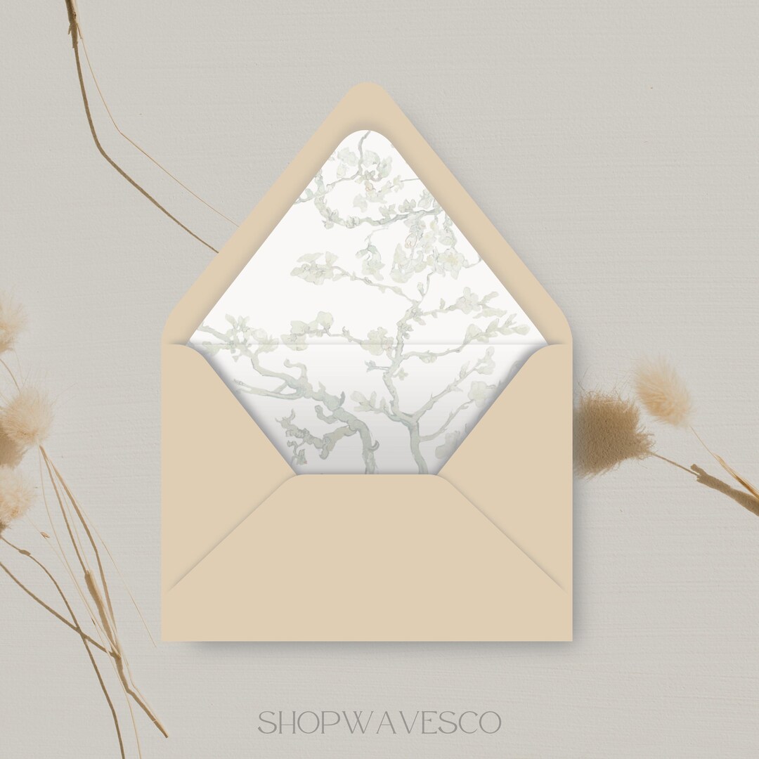 Floral Toile Envelope Liner Sage Green Botanical Print for Wedding ...