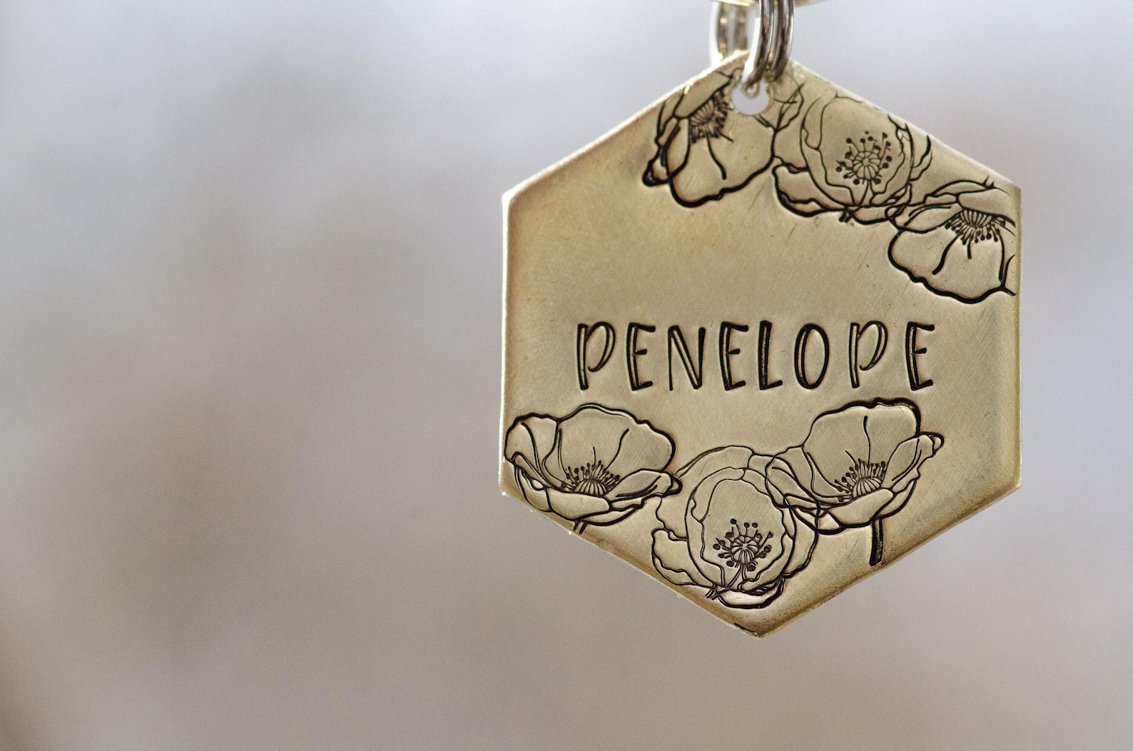 Poppies Dog Tag, Personalized Pet ID Tag / Dog Name Tag, Floral ...
