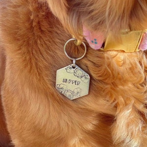 Poppies Dog Tag, Personalized Pet ID Tag / Dog Name Tag, Floral ...