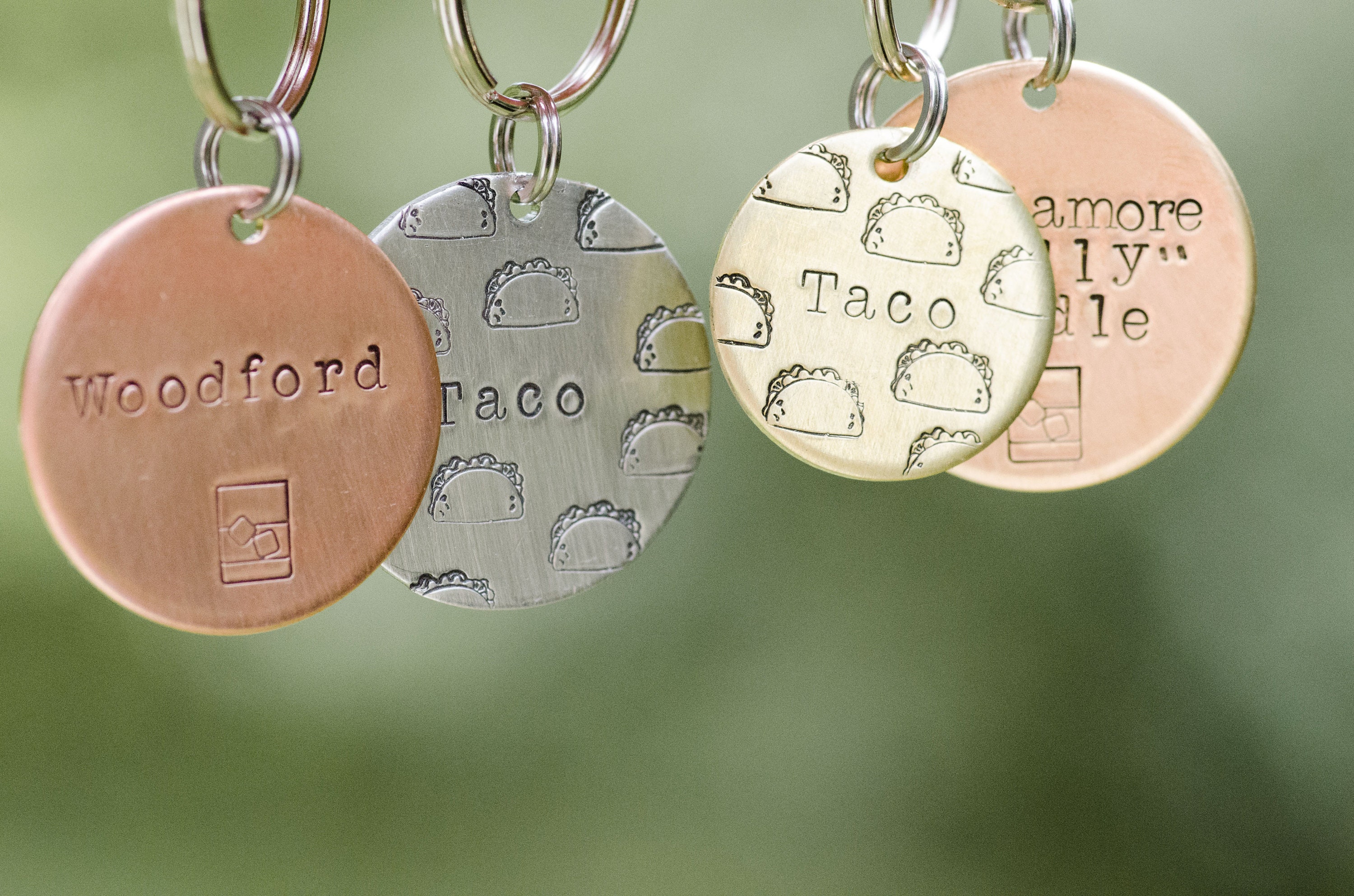 Taco dog name tag / metal pet ID tag / custom keychain | Etsy