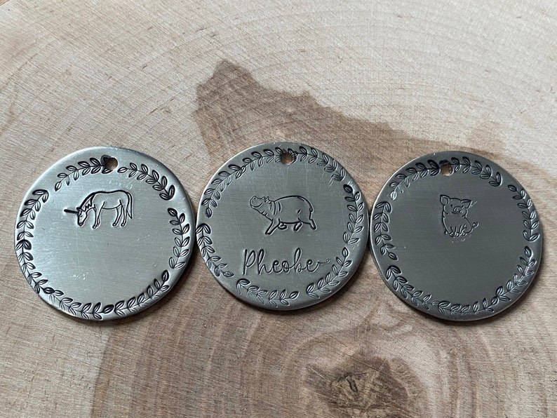 Piggy's & Hippo's / Pet ID Tag / Metal Dog Name Tag / - Etsy
