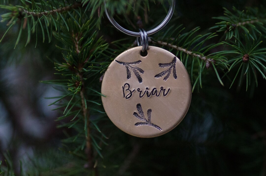 Pinewood Acres / Custom Hand Stamped Dog Tag, Personalized Metal Pet ID ...
