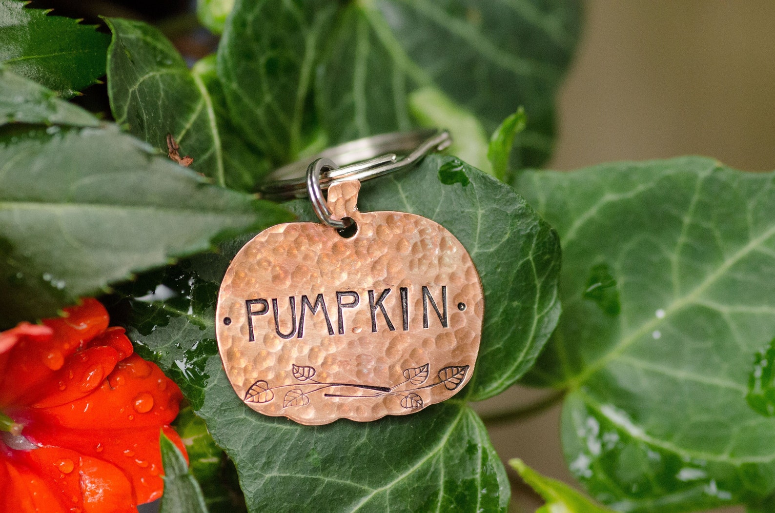Pumpkin Patch / Hand Stamped Dog Name Tag, Personalized Metal Pet ID ...