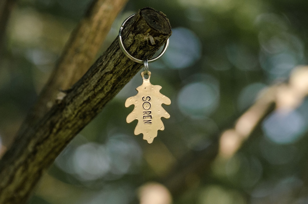 Oak Leaf / Personalized Pet ID Tag, Metal Dog Name Tag, Autumn / Fall ...