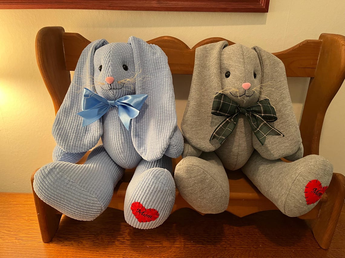 Memory Bunny ( 18 Inches Tall) Made From Your Loved One's Clothing - Etsy