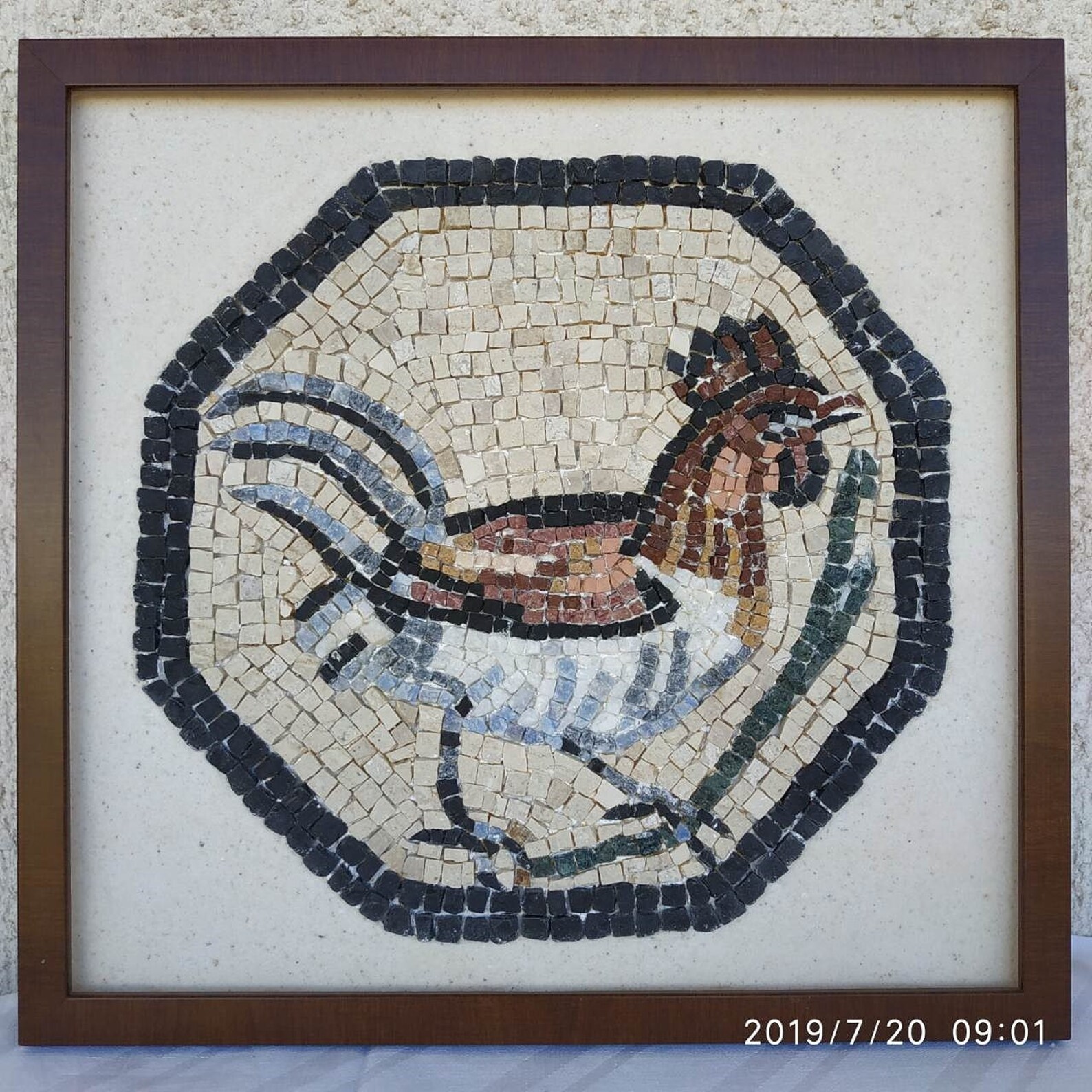 Marble Mosaic Wall Art, Rooster Mosaic, Cock Home Decor, Mosaic ...