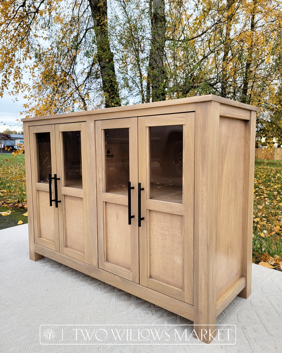 Hardwood | Sideboard | Storage Cabinet | Glass Door |console Table - Etsy