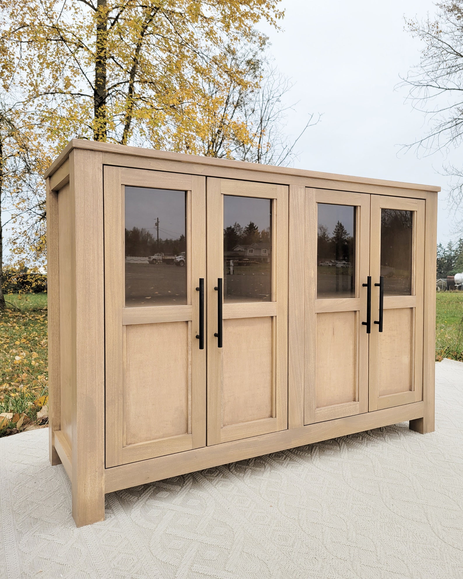 Hardwood | Sideboard | Storage Cabinet | Glass Door |console Table - Etsy