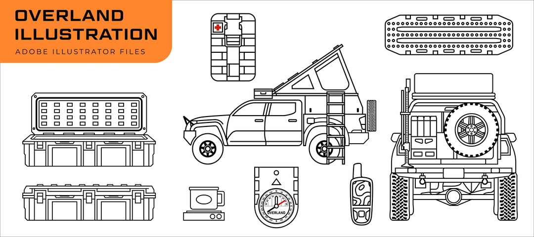 Overland-offroad-toyota Tacoma-illustrations - Etsy