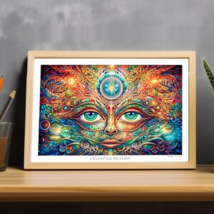 Celestial Realms: Abstract Visionary Art Print - Abstract Wall Art - Psychedelic Art - Mystical ...