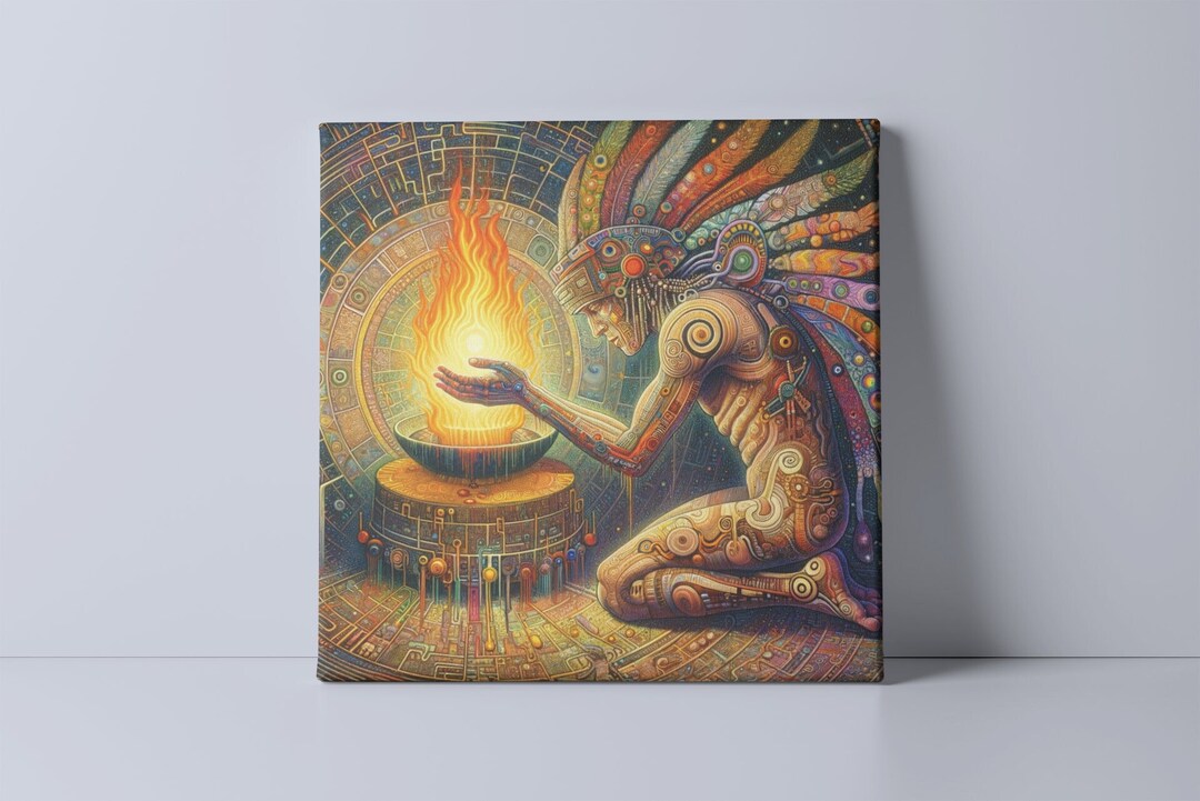 The Oracles Flame CANVAS PRINT, Visionary Art, Psychedelic, Cyber ...