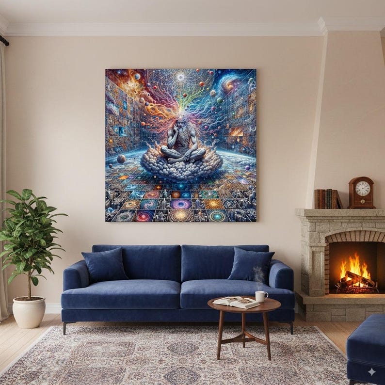 Mystic Galaxy Levitation Canvas Print Art of Cosmic Consciousness ...