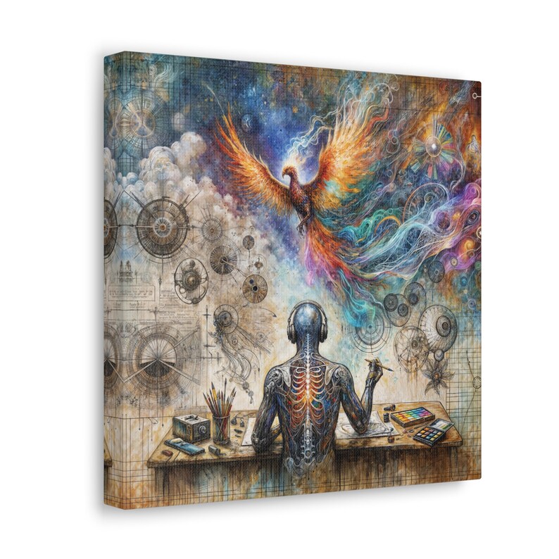Spirit of the Artist Canvas Print, Visionary Art, Phoenix Rebirth, Art ...
