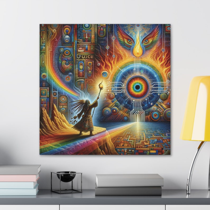 Tribal Gaia Merkaba Canvas Print, Visionary Rainbow Psychedelic Art ...