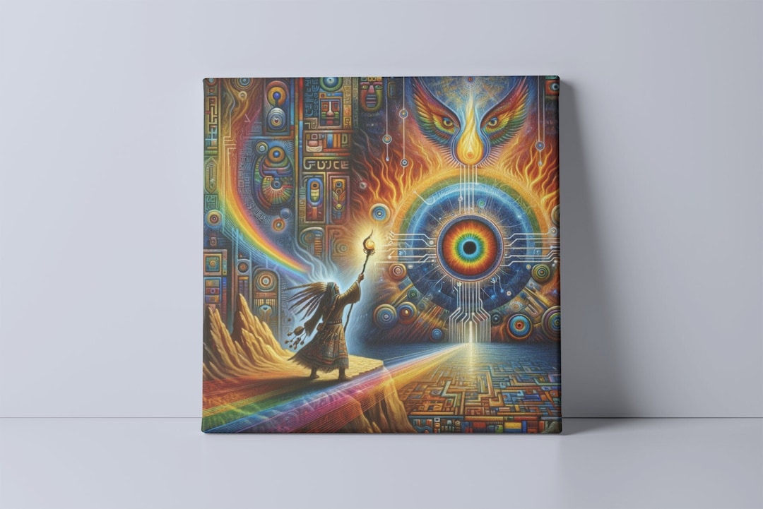Tribal Gaia Merkaba Canvas Print, Visionary Rainbow Psychedelic Art ...