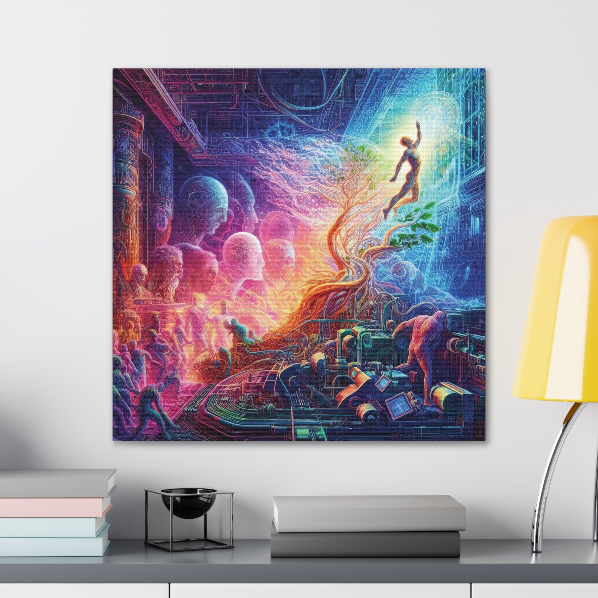 Psychedelic Tree of Life Canvas Art Print, Rainbow Color, Warrior ...