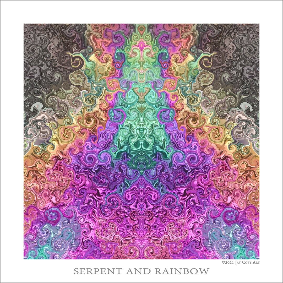 Serpent and Rainbow Psychedelic Art Print Visionary Art Mandala ...