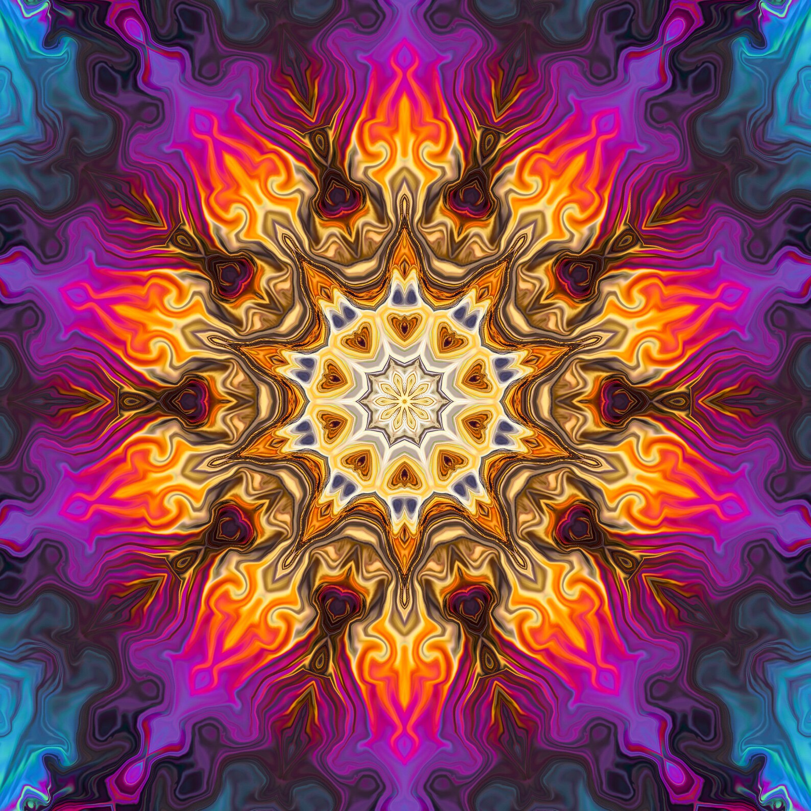 Soul Ablaze Psychedelic Art Print Visionary Art Mandala Abstract Wall ...