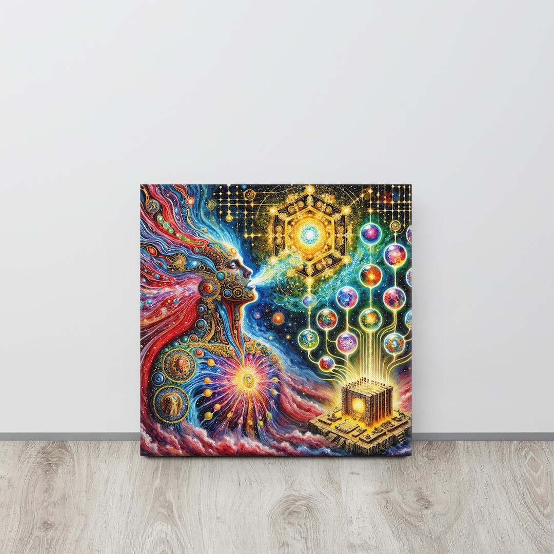 Cosmic Temple Wall art print – Sacred geometry canvas, Spiritual home ...