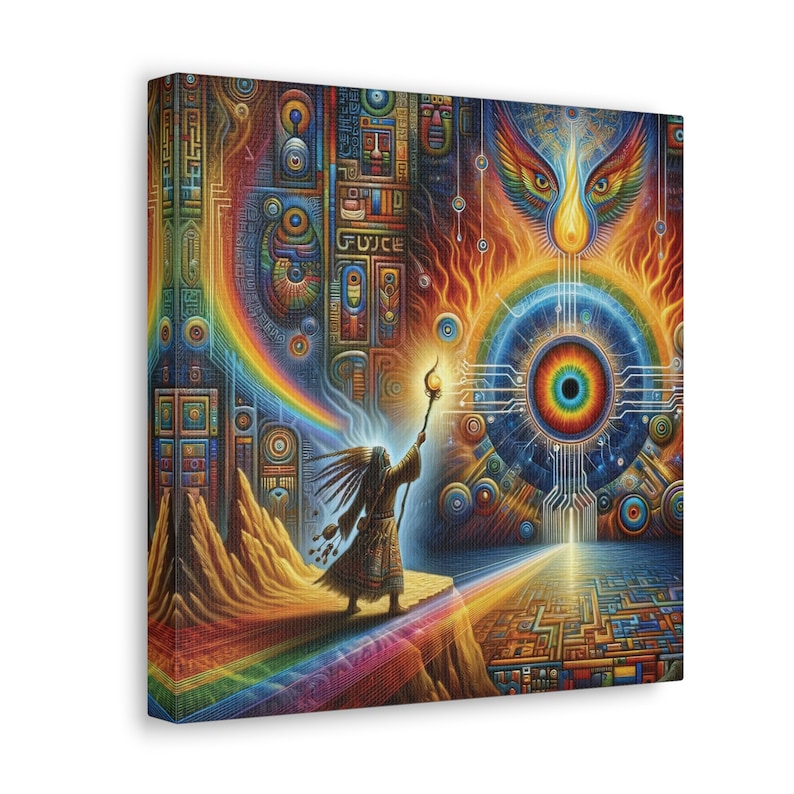 Tribal Gaia Merkaba Canvas Print, Visionary Rainbow Psychedelic Art ...