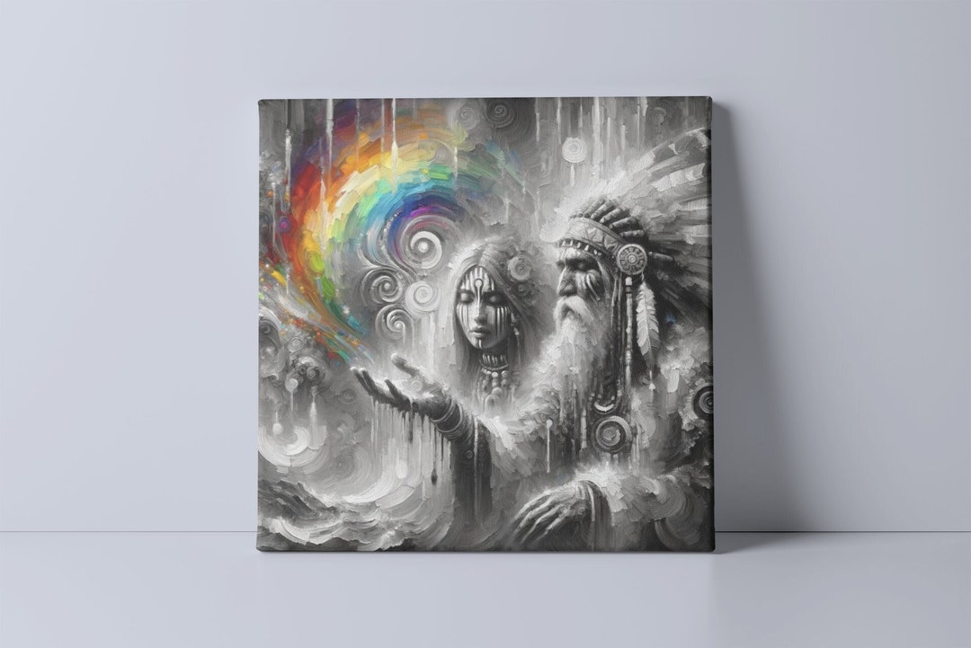 Rainbow Wisdom Shamanic Vision Canvas Art, Visionary Art, Shamanic Art ...
