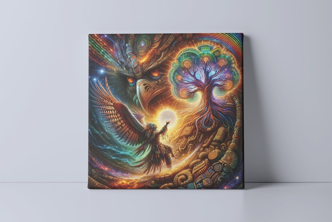 Eagle Spirit Tree of Life CANVAS PRINT, Visionary Art, Psychedelic ...
