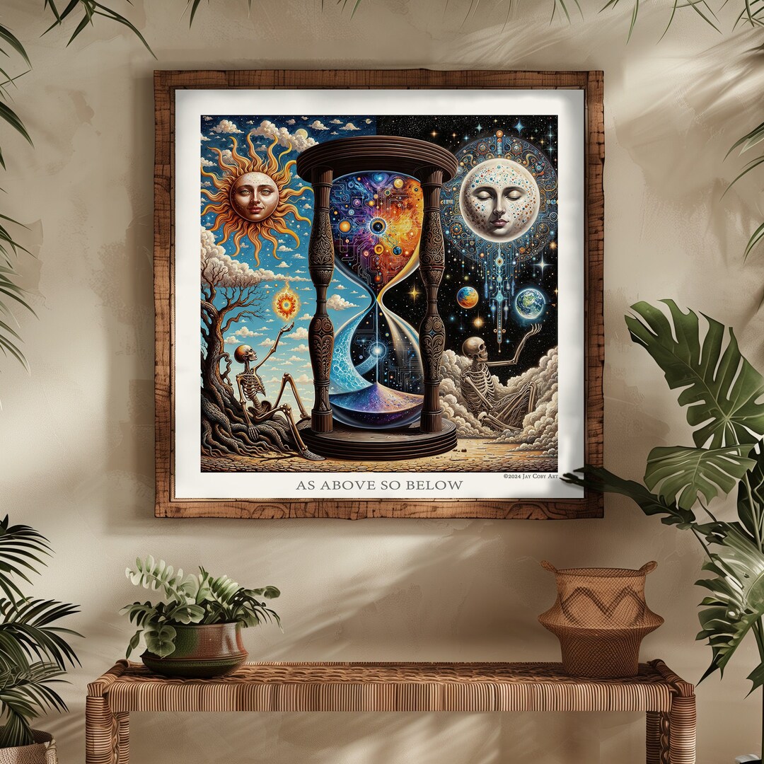 Sun and Moon Print - Cosmic Hourglass - Stoner Gift for Him - Etsy