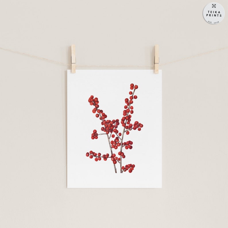 Vintage Winterberry Plant Wall Art Prints Set of 3 / Botanical | Etsy