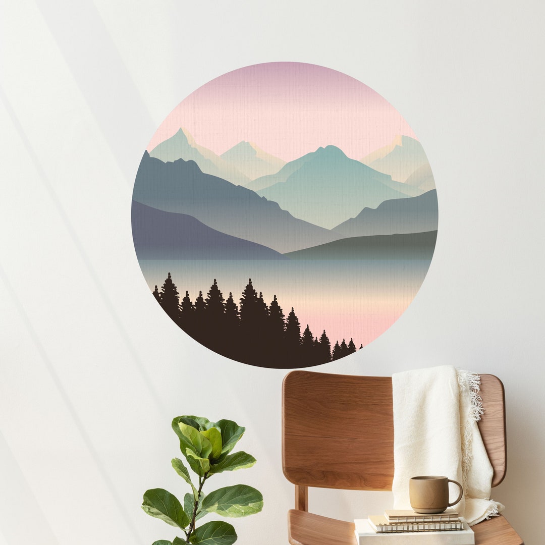 Wall Decal Nature & Mountains / Mountain View Circle Wall Sticker ...