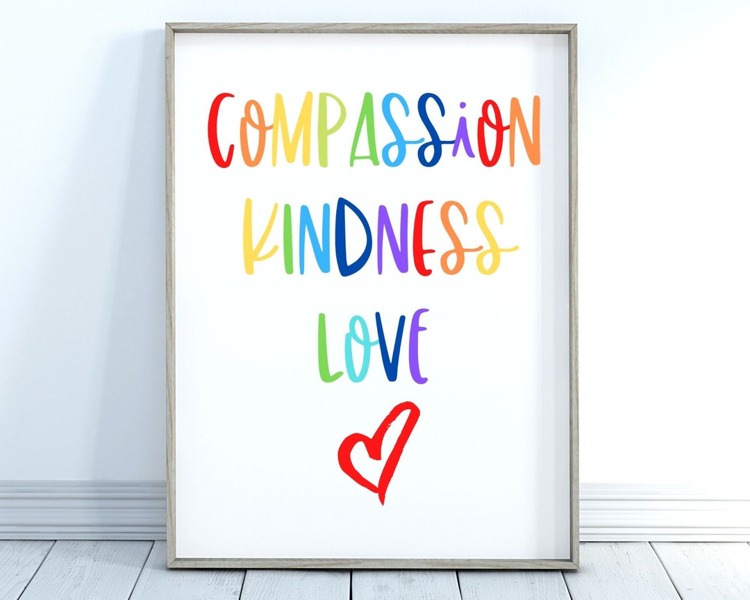 Kindness Poster, Rainbow Colored Wall Art, Instant Download, Kindness ...