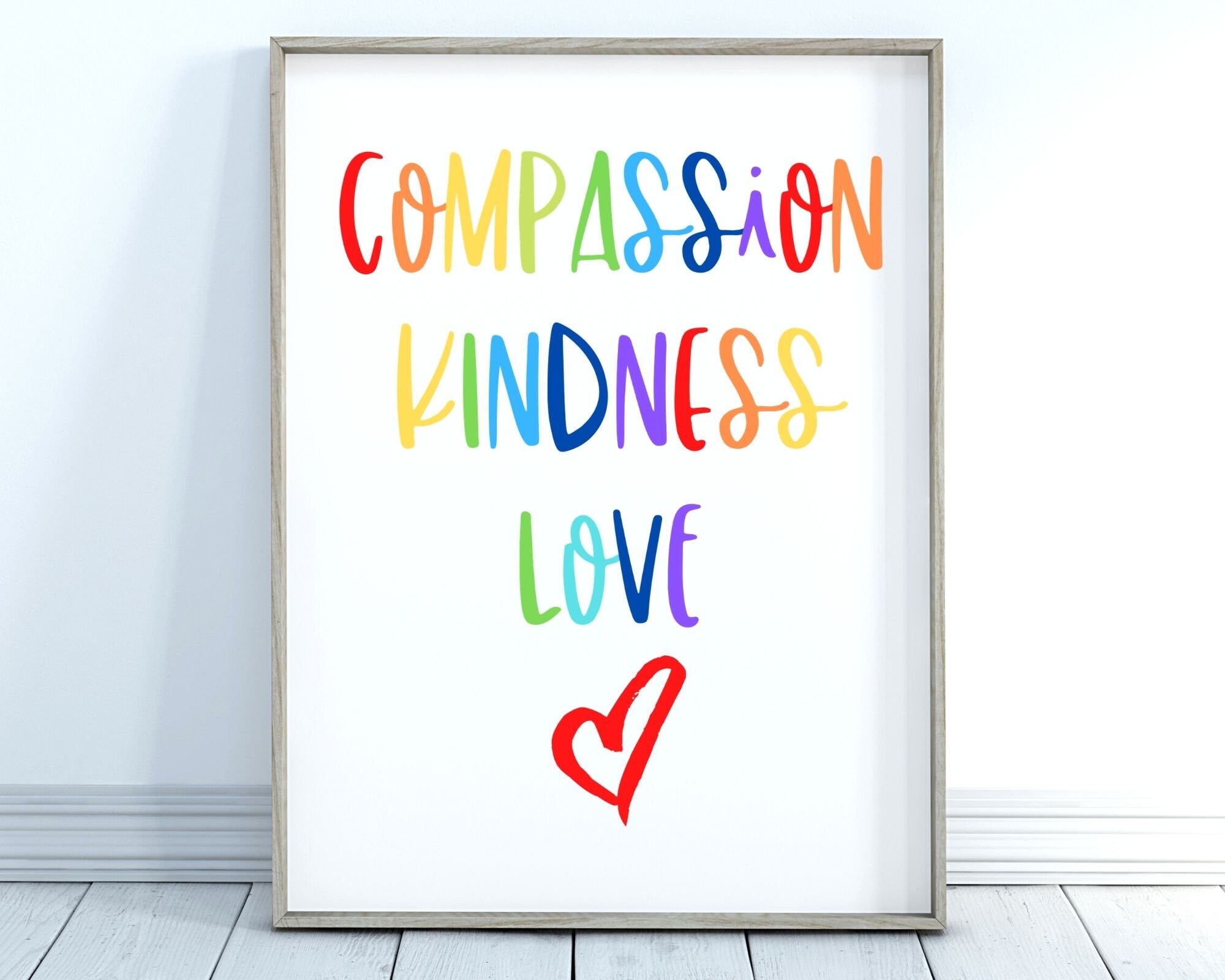 Kindness Poster, Rainbow Colored Wall Art, Instant Download, Kindness ...