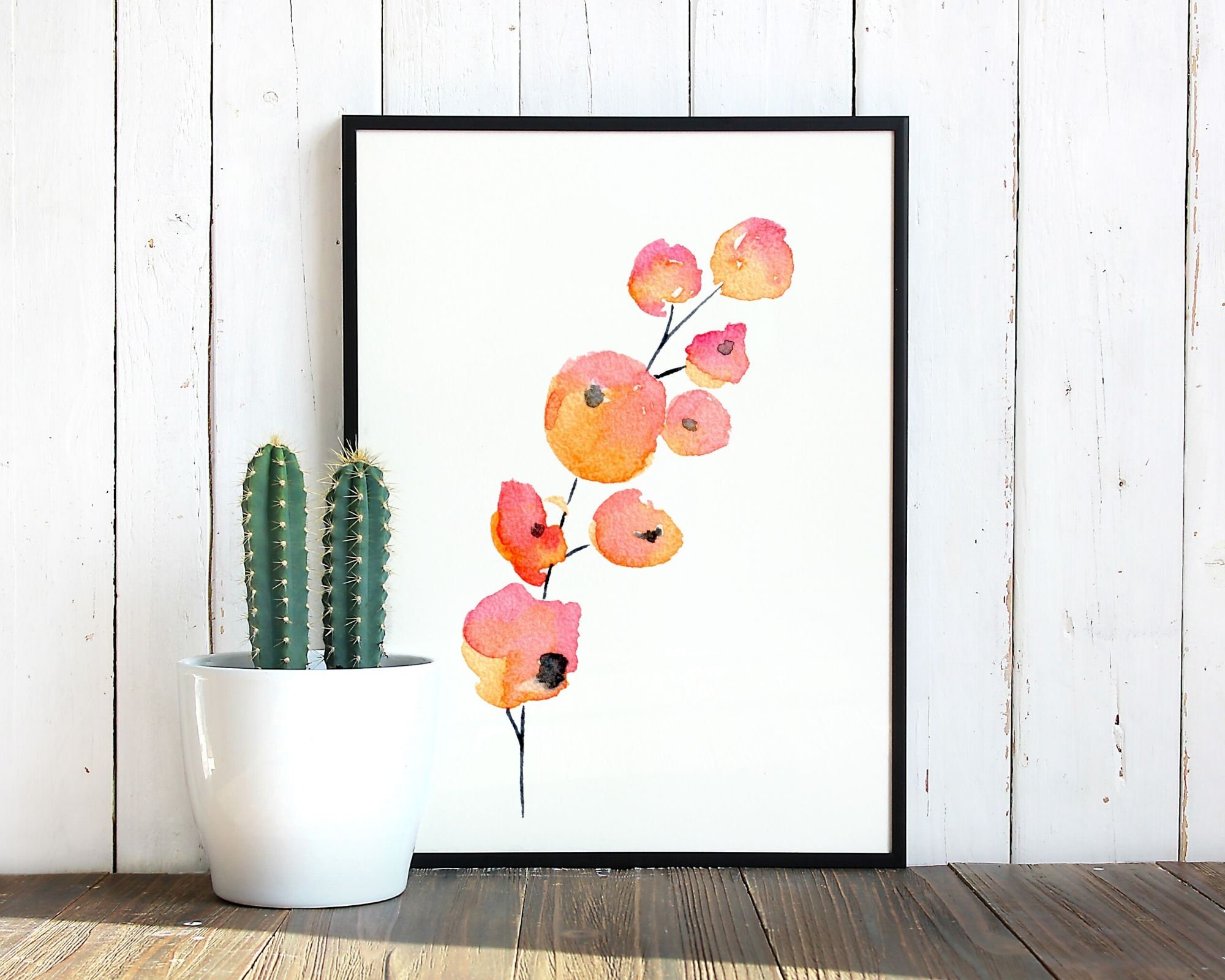 Set of 3 Coral Flower Stems Instant Download Printable Art | Etsy