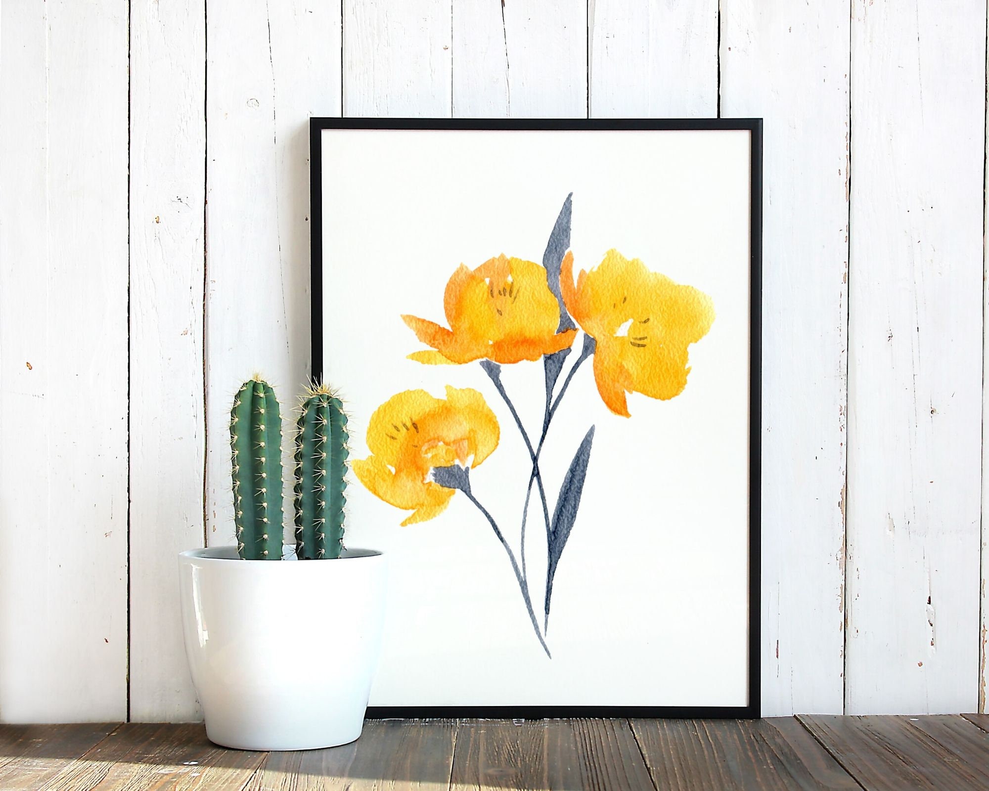 Yellow Flowers 2 Watercolor Flower Art Printable - Instant Download ...