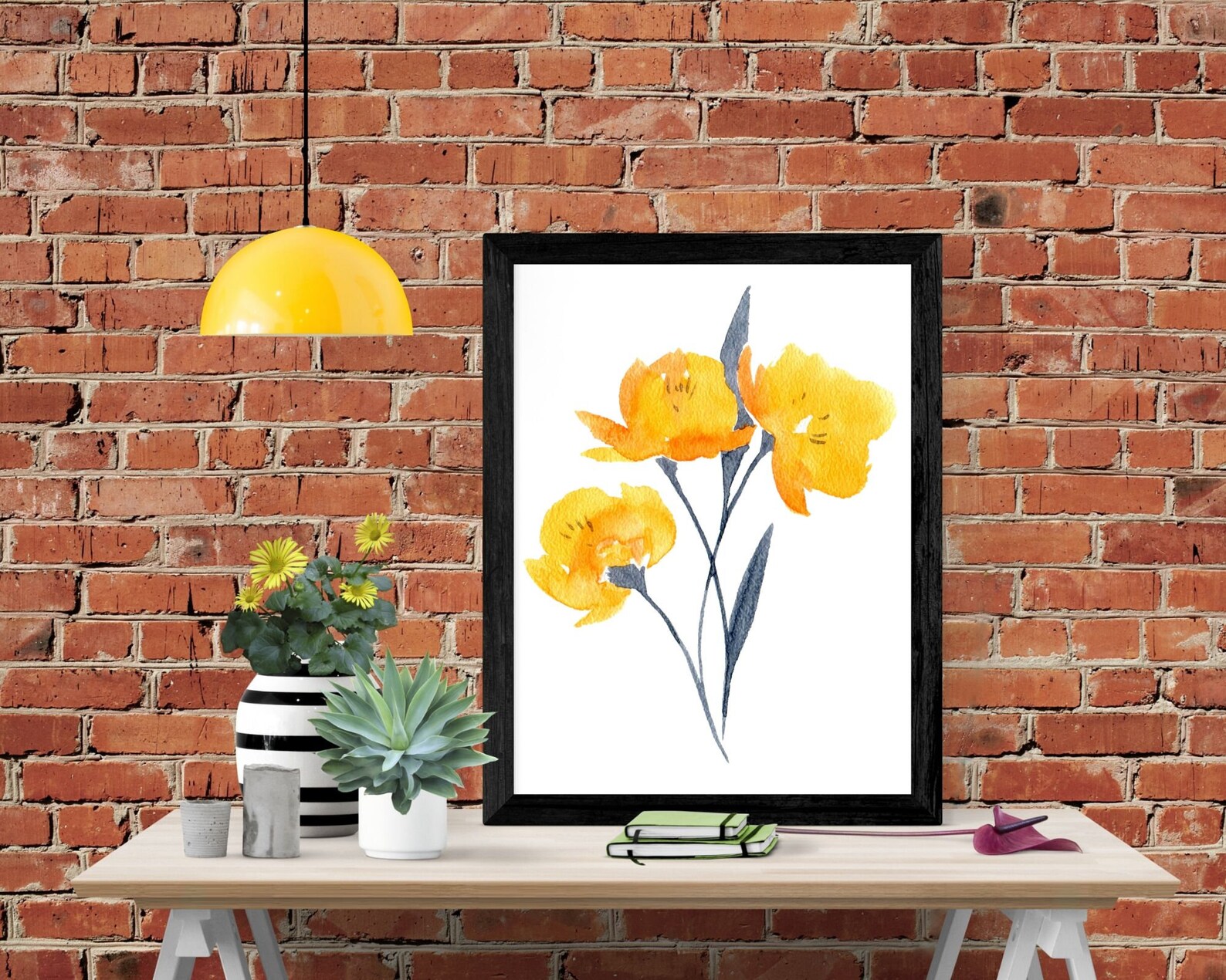 Yellow Flowers 2 Watercolor Flower Art Printable - Instant Download ...